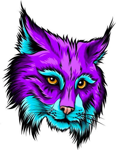 Lynx abstract neon multicolored portrait Vector Image