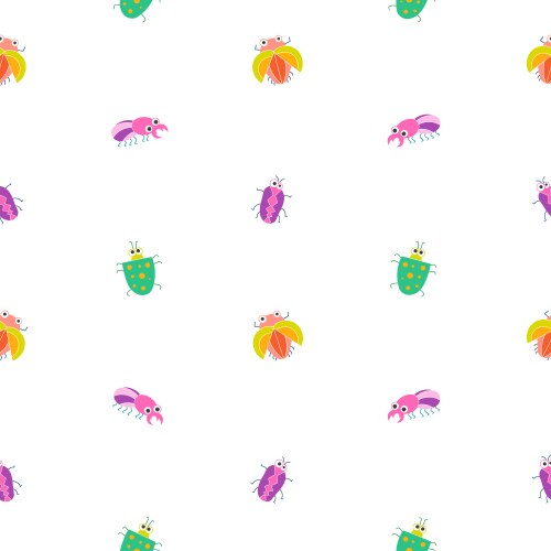 Cute insects cartoon characters seamless pattern Vector Image