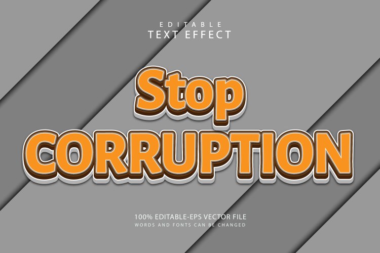 Stop corruption editable text effect 3 dimension Vector Image