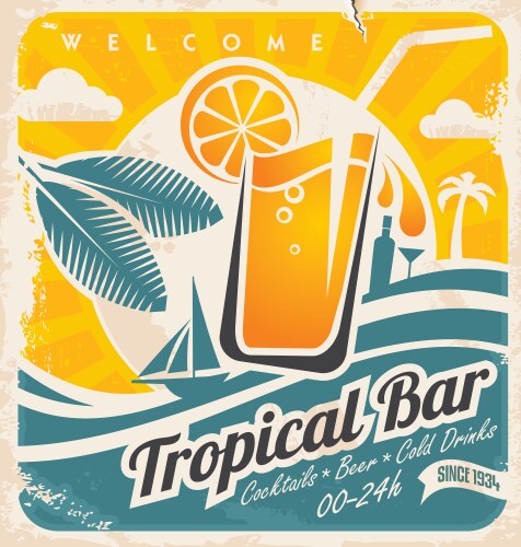 Tropical Beach Bar Poster Royalty Free Vector Image