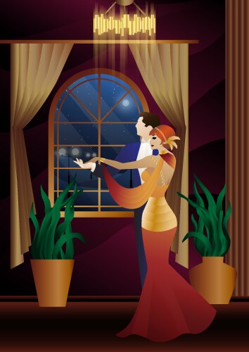 Man and woman dancing window Royalty Free Vector Image
