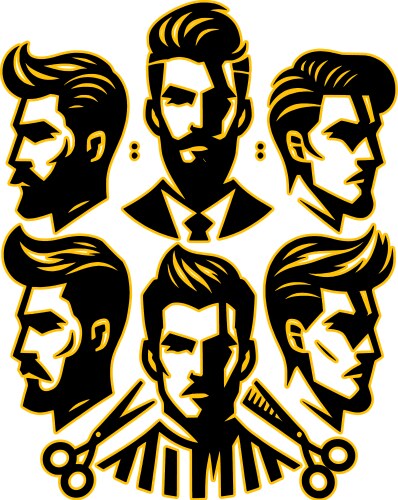Mens beard hairstyle logo icon art Royalty Free Vector Image