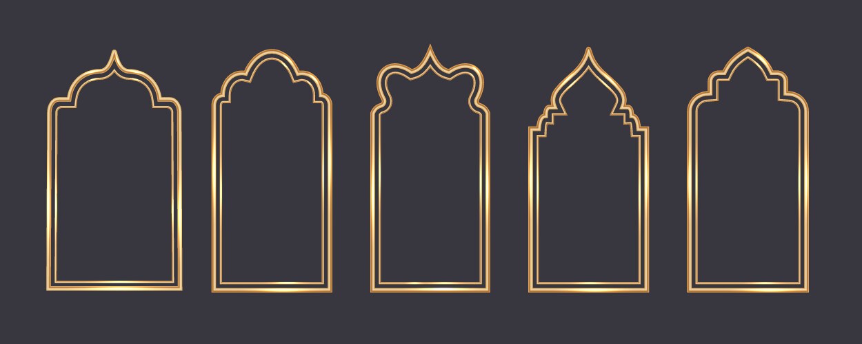 Ramadan window frame shapes islamic golden arches Vector Image