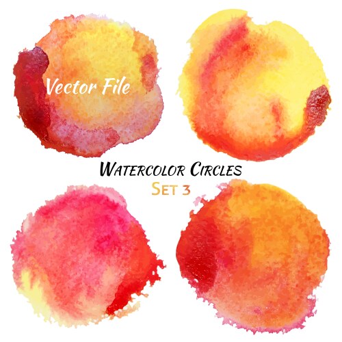 Set of bright red orage watercolor circle stains Vector Image