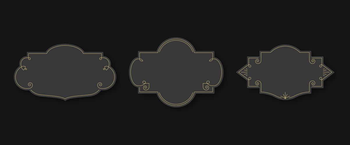 Gold black art deco label template in 3d isolated Vector Image