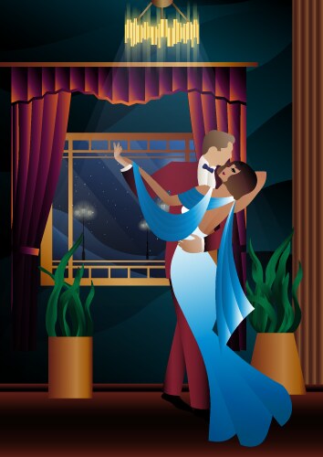 Man and woman dancing window Royalty Free Vector Image