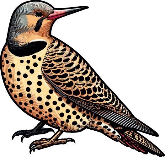 Northern flicker isolated on white background Vector Image