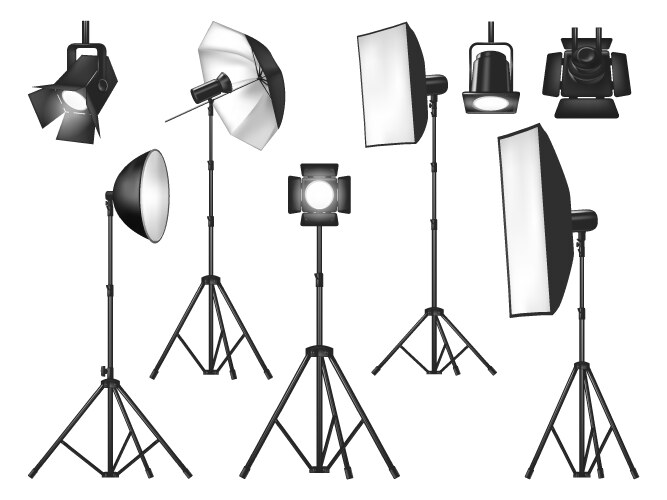Shooting studio lights composition Royalty Free Vector Image