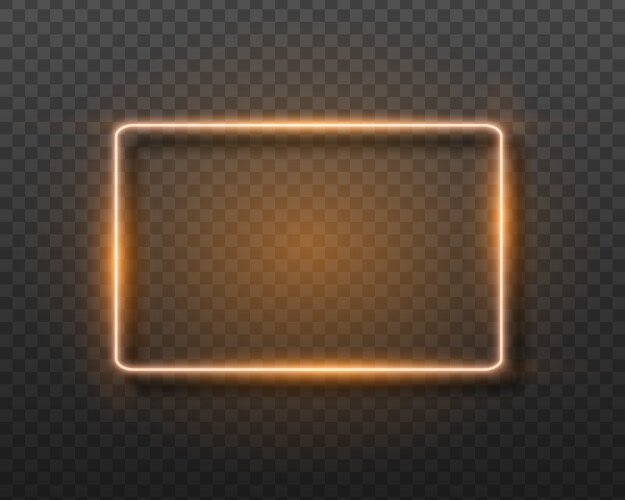 Golden neon frame on transparent background Vector Image