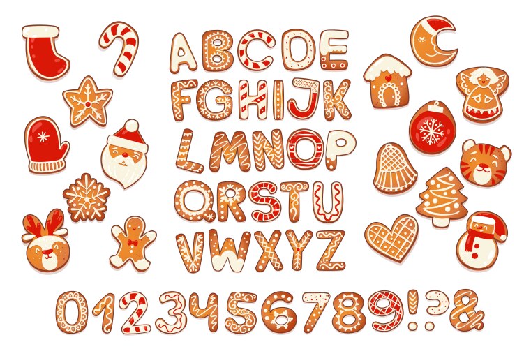 Alphabet on cookies design Royalty Free Vector Image