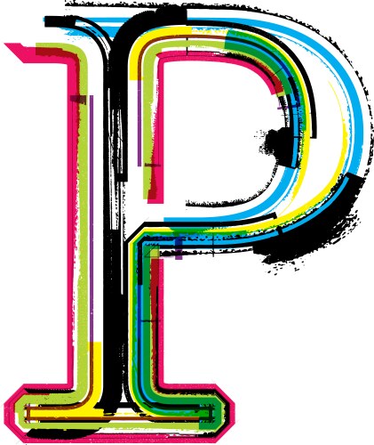 Colorful font letter p Royalty Free Vector Image