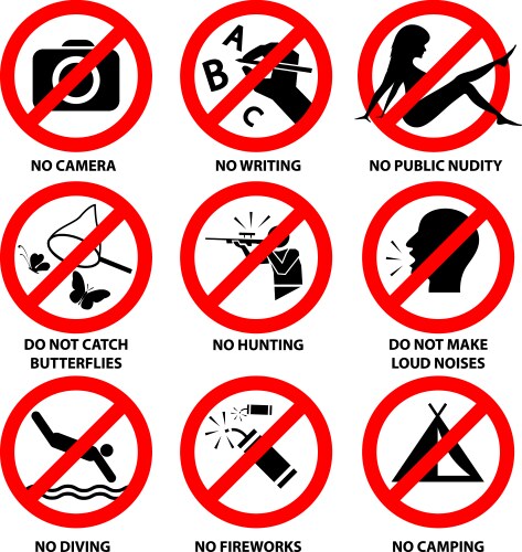 Prohibition sign for public park Royalty Free Vector Image