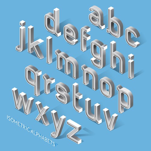 Isometric font letters halftone Royalty Free Vector Image