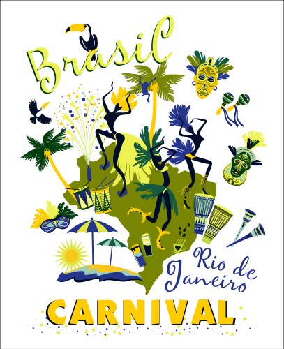 Rio de janeiro state cities map Royalty Free Vector Image