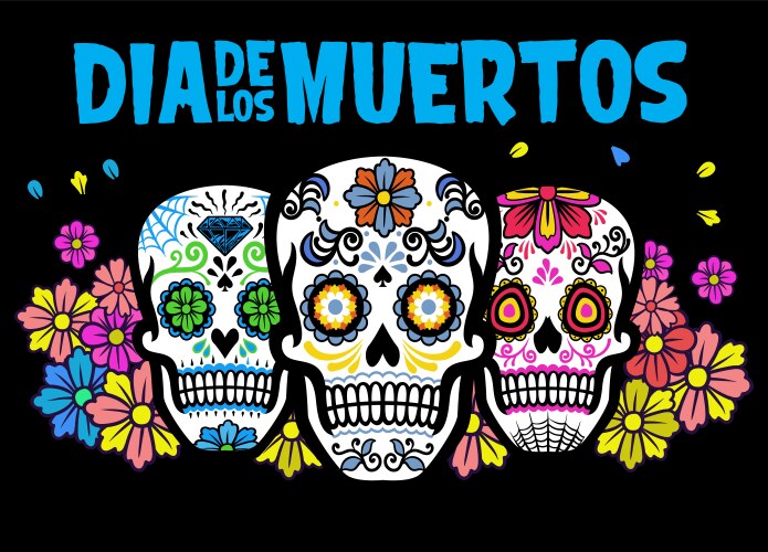 Dia de los Muertos Skull Art – Royalty-Free Vector | VectorStock