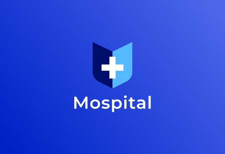 Logo letter m with symbol medical plus creative Vector Image