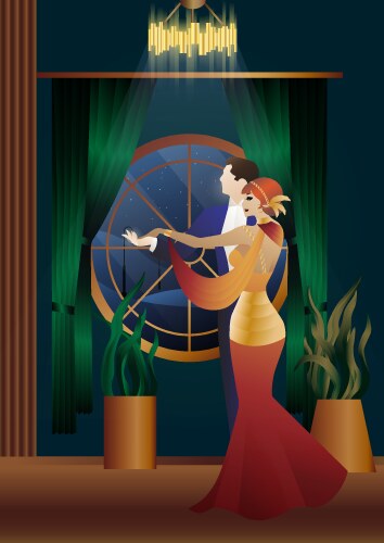 Man and woman dancing window Royalty Free Vector Image