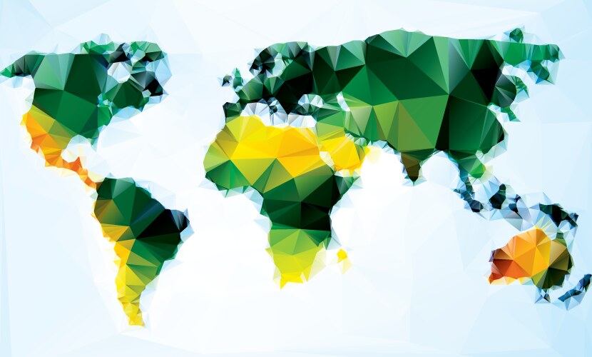 Polygonal world map low poly design origami Vector Image