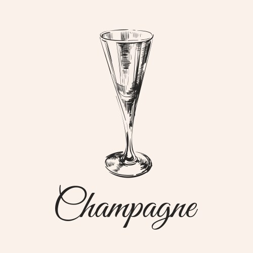 A glass of champagne simple stylized drawing Vector Image