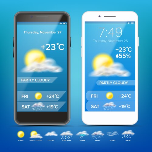 Weather temperature mobile app and web interface Vector Image