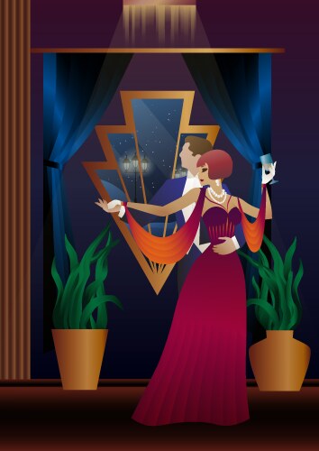 Man and woman dancing window Royalty Free Vector Image