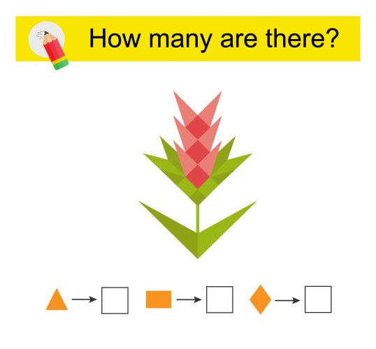 Math activity for kids how many geometric shapes Vector Image