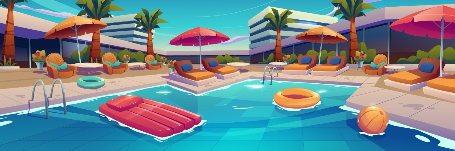 Swimming pool in hotel or resort outdoors summer Vector Image