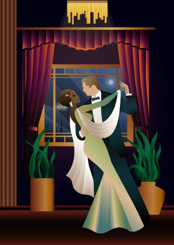 Man and woman dancing window Royalty Free Vector Image