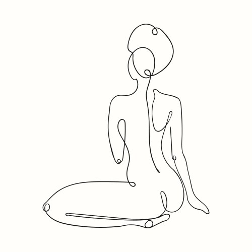 Woman sitting back Royalty Free Vector Image - VectorStock