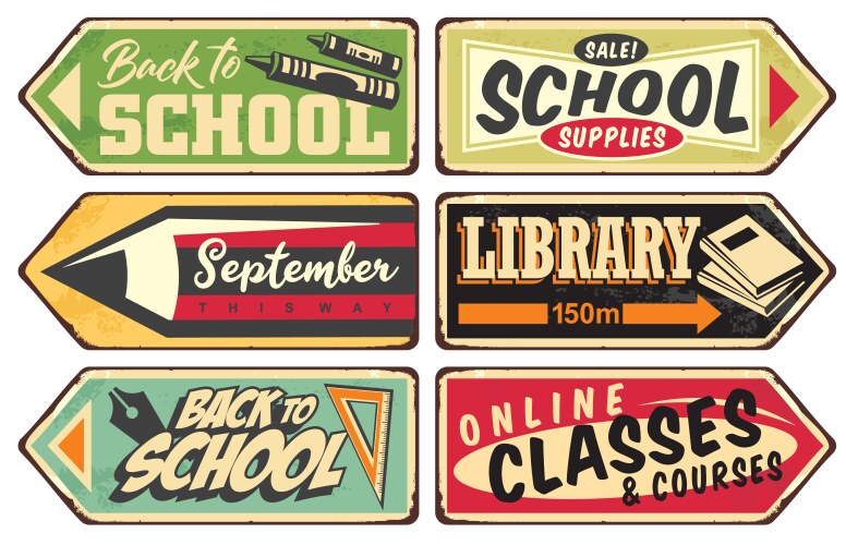 Back to school vintage sign design Royalty Free Vector Image