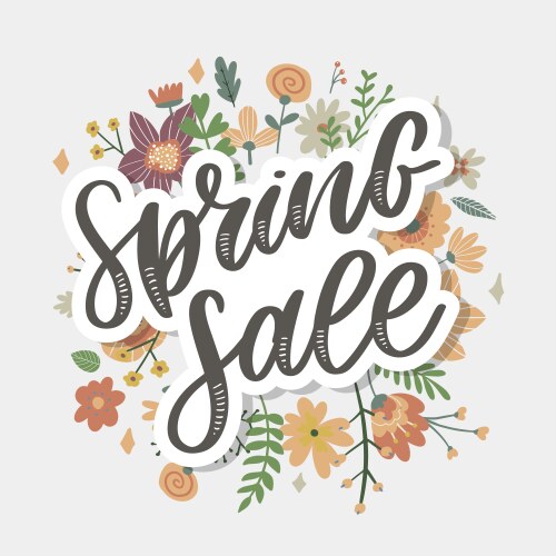 Spring sale word hanging on leaves with strings Vector Image