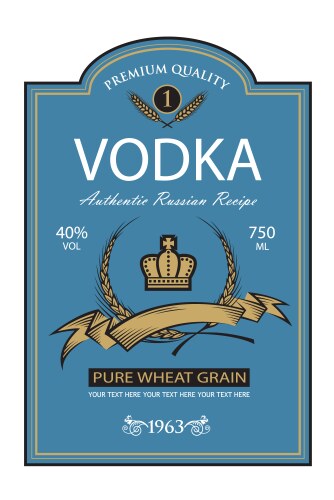 Template vodka label Royalty Free Vector Image