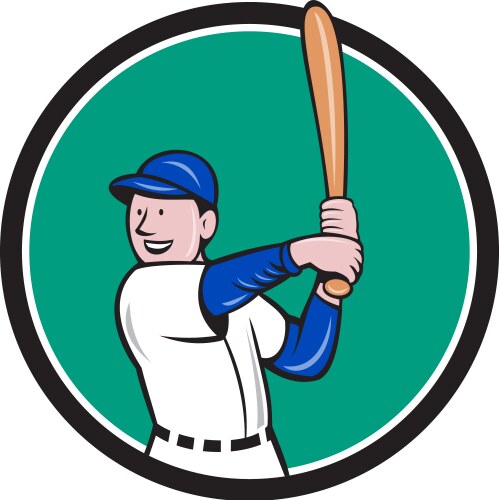 Baseball player batting cartoon style Royalty Free Vector