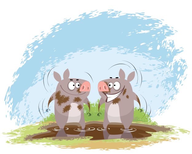 Pigs Playing in the Mud Vector Images (over 140)