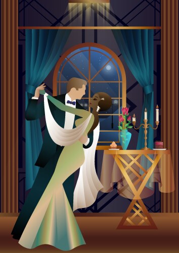 Man and woman dancing window Royalty Free Vector Image