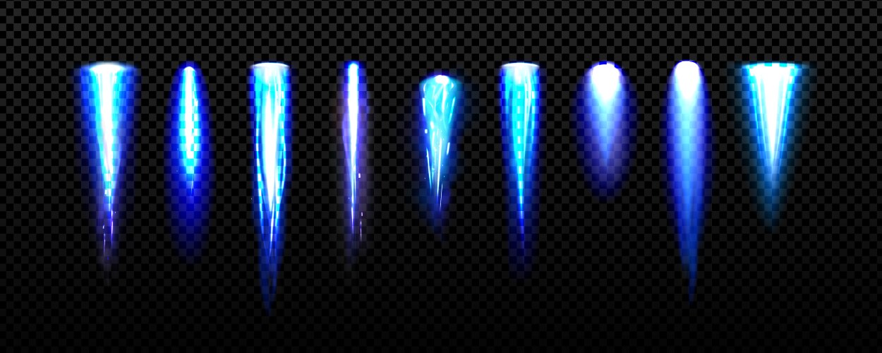 Blue fire flame set transparent background Vector Image