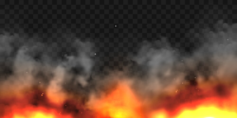 Realistic smoke clouds and fire flame blast Vector Image