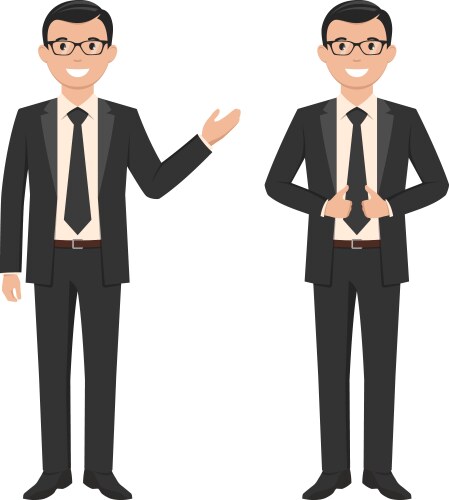 Young happy businessman cartoon flat Royalty Free Vector Young happy businessman cartoon flat Royalty Free Vector