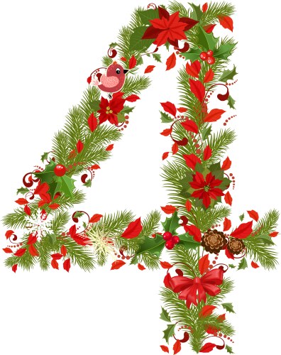 Set of numbers christmas tree from 1 to 3 Vector Image