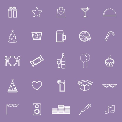 Celebration yellow icons on violet background Vector Image