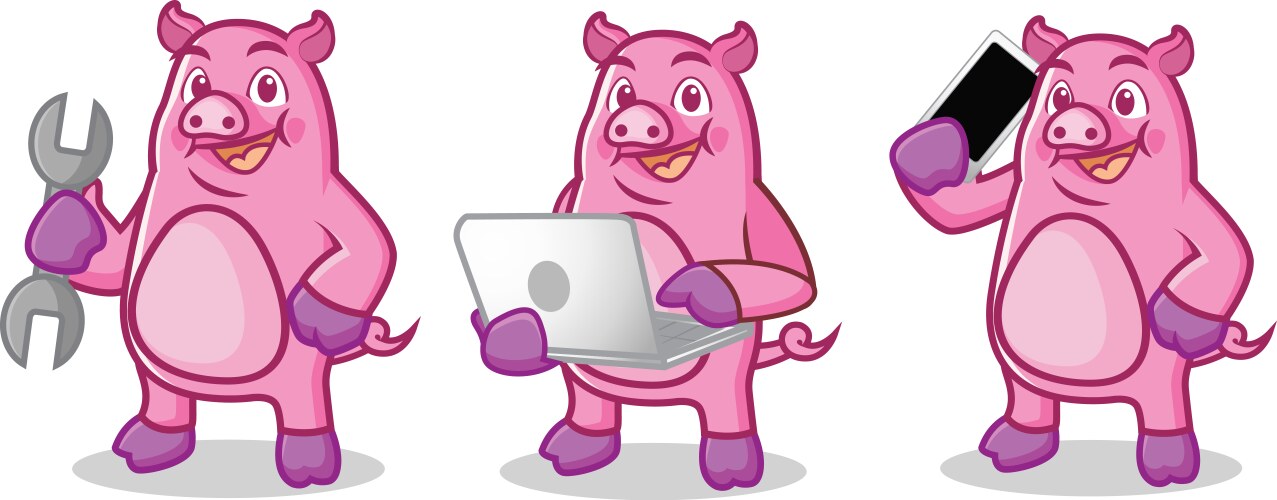 Pig Purple Cartoon Vector Images (92)