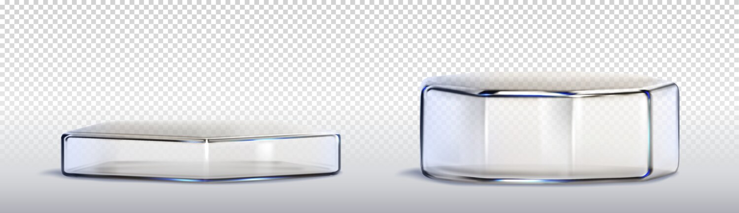 3d pentagon and hexagon glass platforms Royalty Free Vector