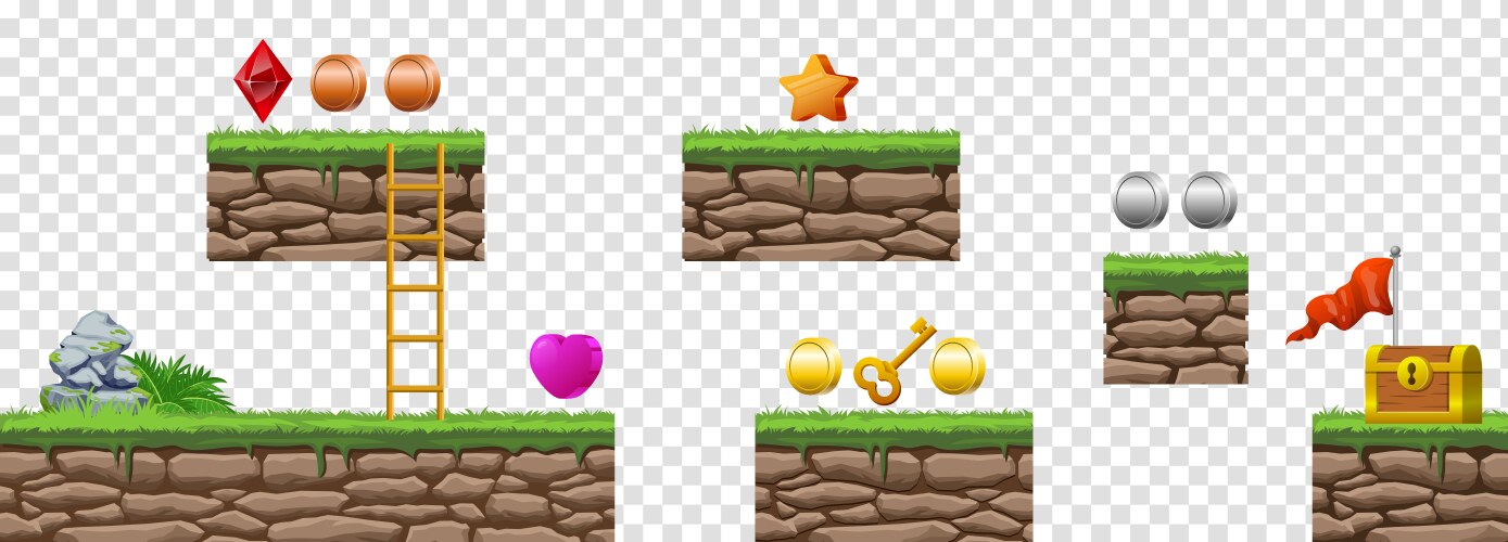 Set of platforms isolated for 2d game design Vector Image