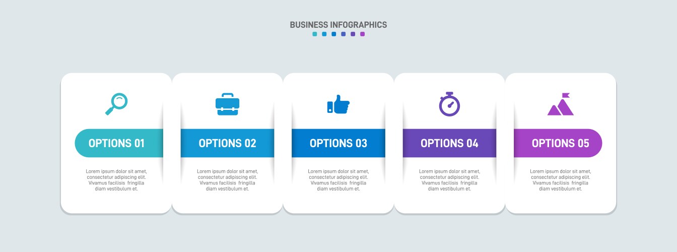 Horizontal progress bar featuring 5 arrow-shaped Vector Image