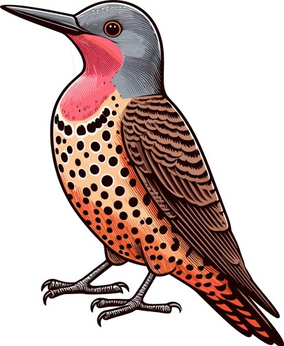 Northern flicker isolated on white background Vector Image