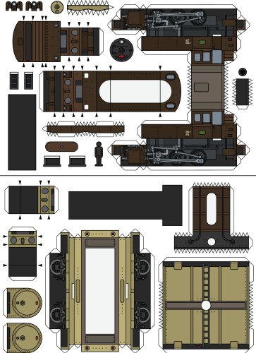 Paper model a classic steam passenger train Vector Image