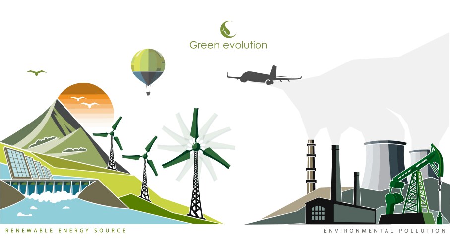 Set of vintage renewable energy infographics Vector Image