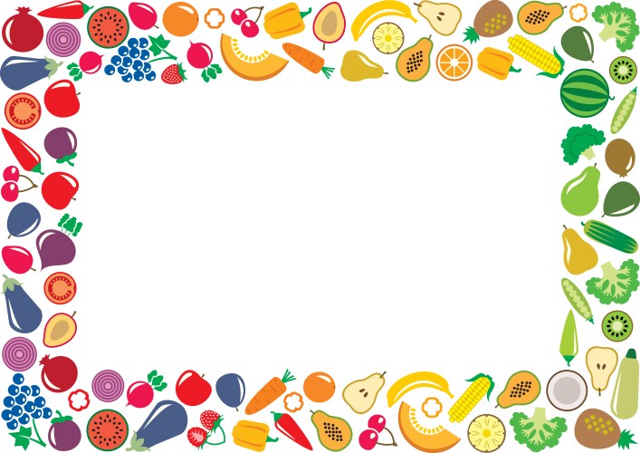 Vegetables and fruits icons rectangle frame Vector Image