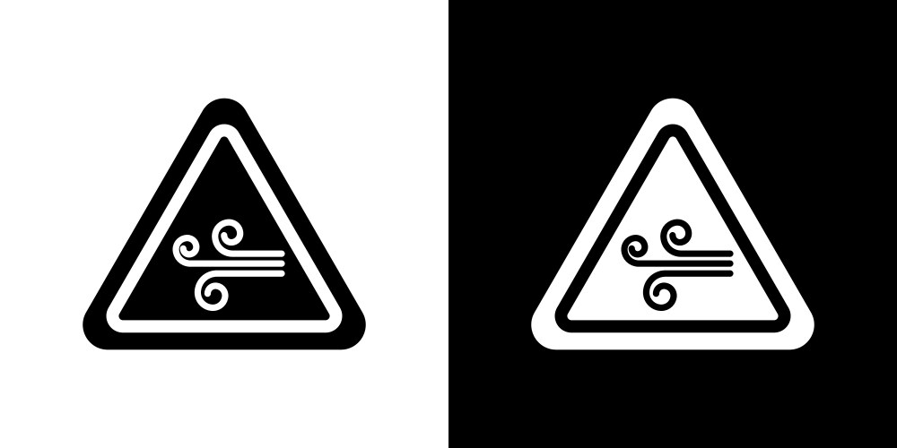 Wind warning sign icon set alert for strong Vector Image