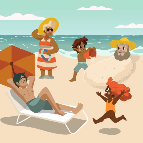 Cartoon summer scenes set Royalty Free Vector Image